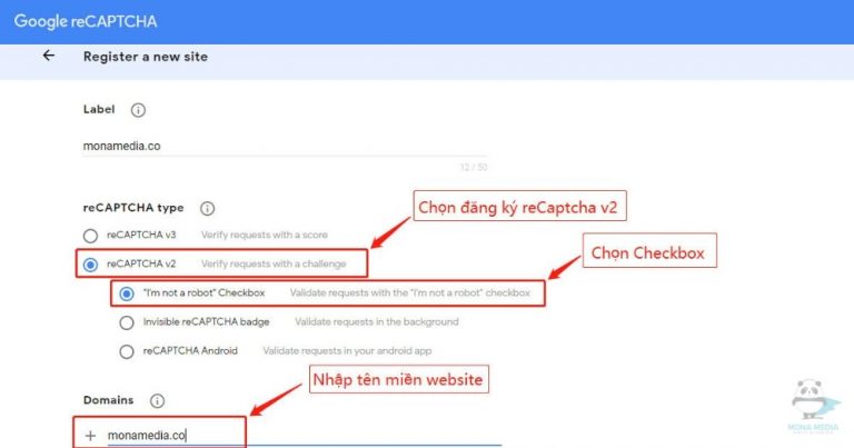 Hướng dẫn đăng ký Google reCaptcha v2, v3 API key | Monamedia